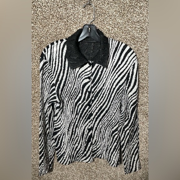 Tops | Reversible Zebra Print Black Buttonup Shirt | Poshmark